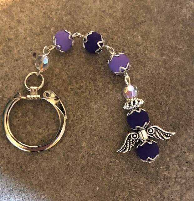 Flower Petal Angel Key Chain with Crystals | Floral Rosary
